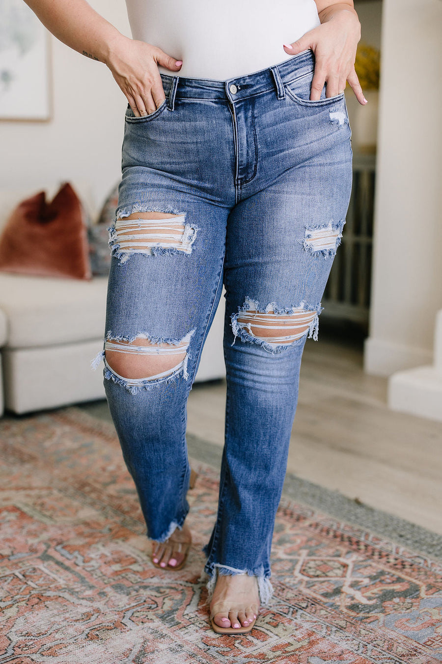 Judy Blue O'Hara Destroyed Straight Jeans – Blue Layne Boutique